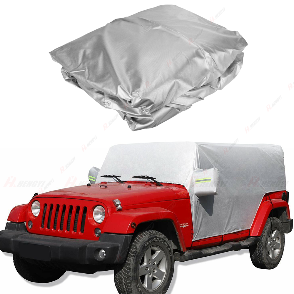 Sliver Car Half Cover Waterproof UV Protection For Jeep Wrangler JK JL ...