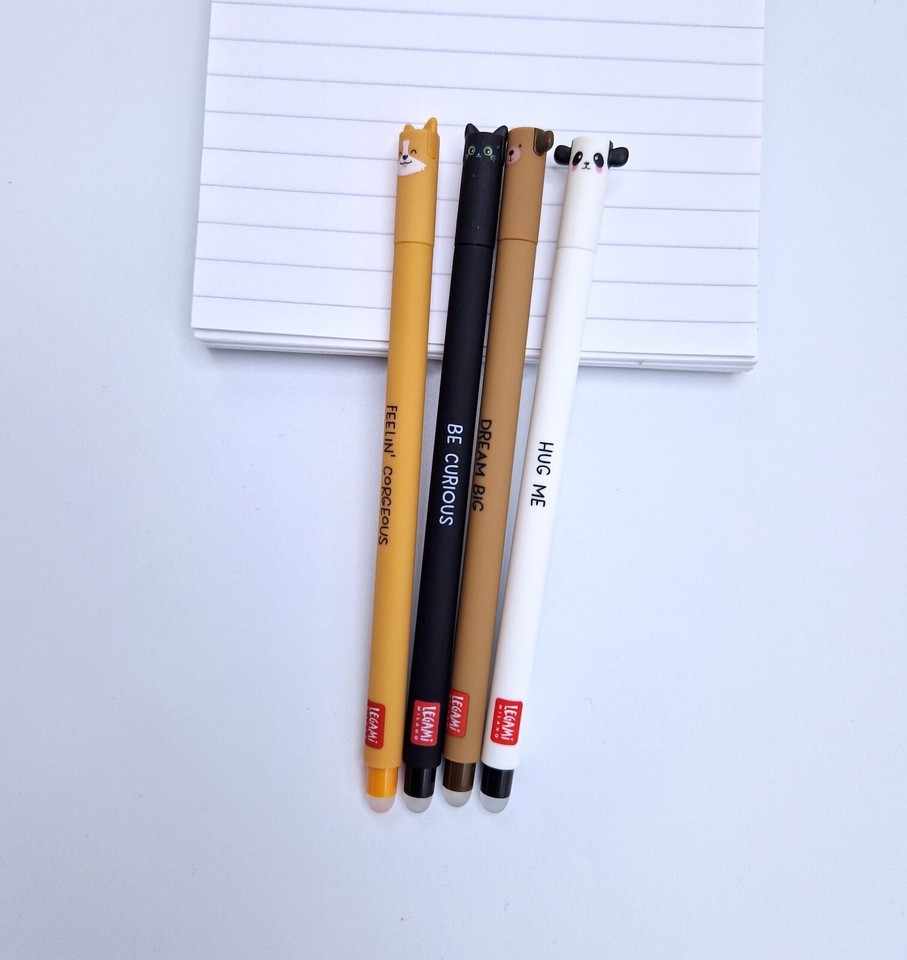 Legami Erasable Gel Pen 0.7mm Tip Kawaii Cute Animal School Stationery ...