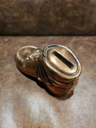 Vintage Bronze Baby Shoe Coin Bank 5" Long | eBay