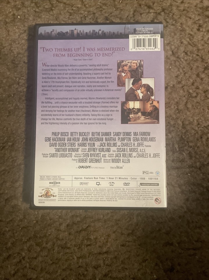 Another Woman DVD 1988 Gena Rowlands, Mia Farrow, Ian Holm, Blythe ...