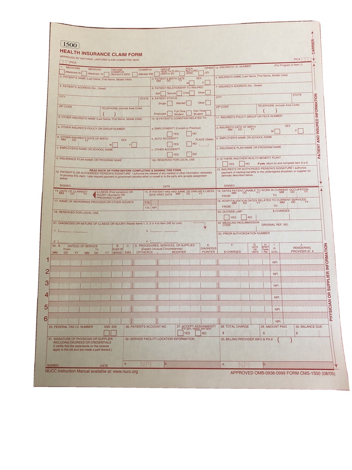 Printable Hcfa 1500 Form