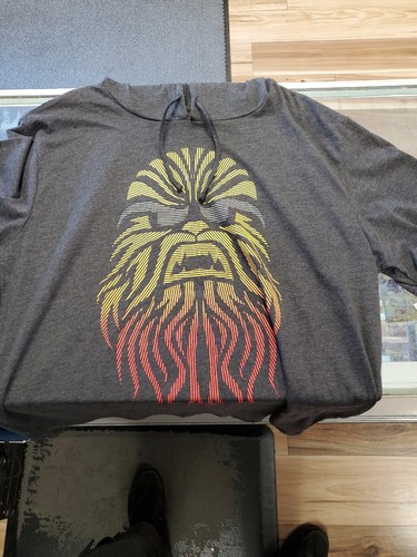 Disney Star Wars Wookie Short Sleeve Hoodie Size L Gray Mad Engine NEW ...