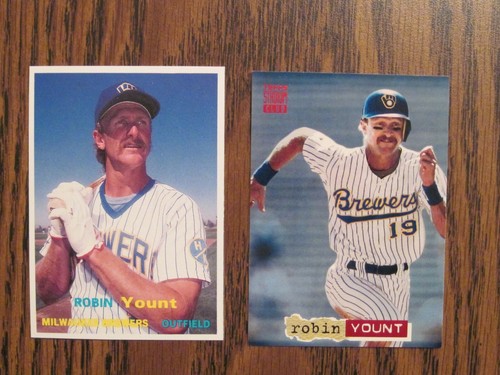 1990 SCD BASEBALL GUIDE # 22 YOUNT & 1994 STADIUM CLUB #1 ROBIN YOUNT ...