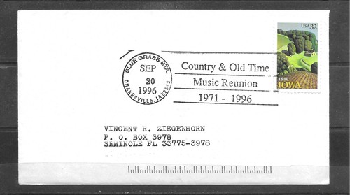 1996 COUNTRY & OLD TIME MUSIC FESTIVAL Pictorial Cancel Cover ...