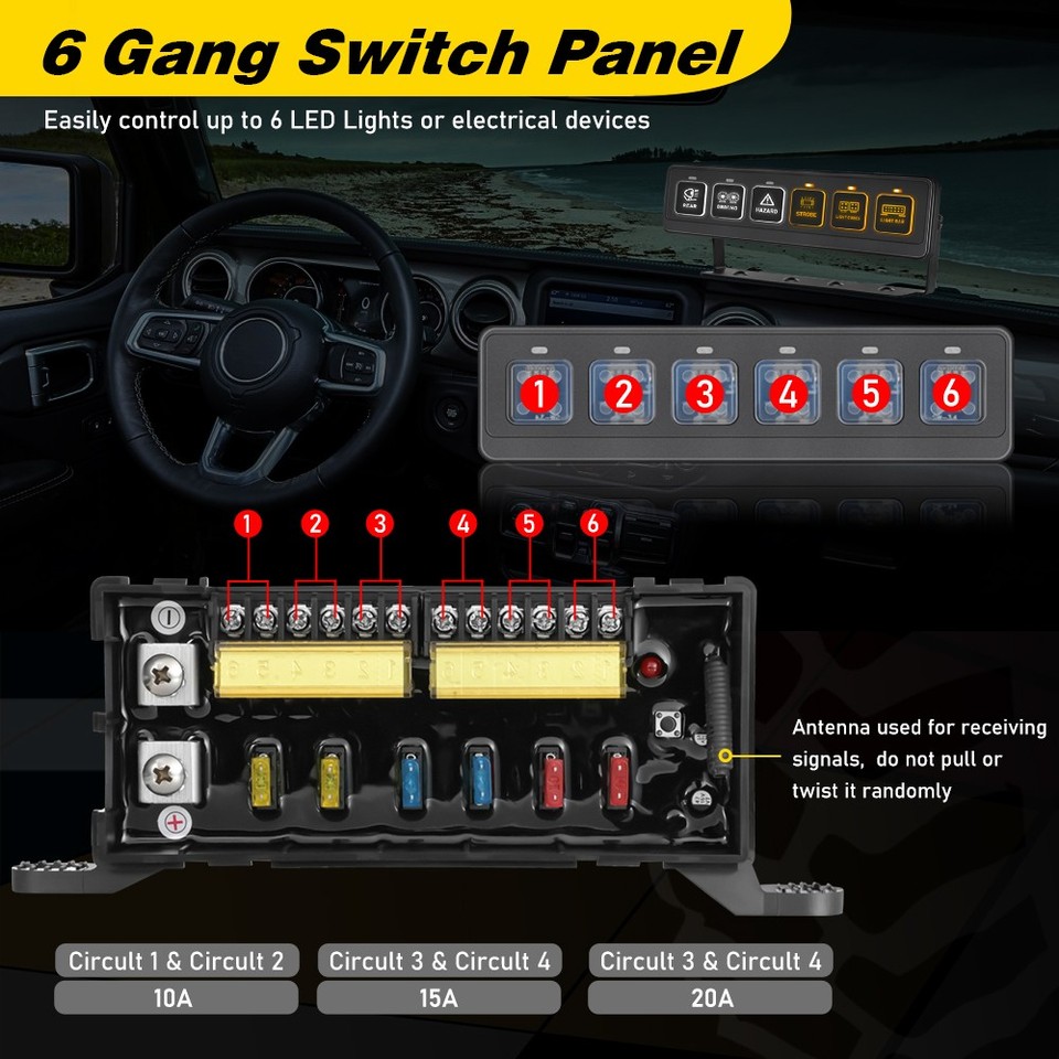 For 2016-2023 Can-Am Defender 6Gang Wireless Switch Panel ON-Off ...