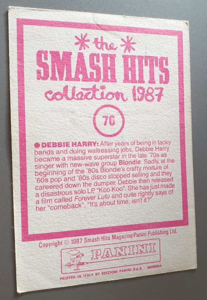 Panini - THE SMASH HITS COLLECTION 1987 Stickers - #76 DEBBIE HARRY ...