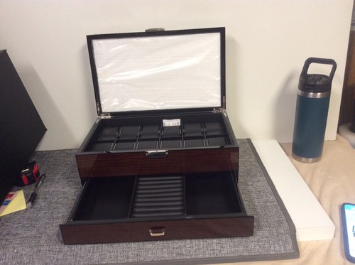 12 Watch Box with Valet Drawer Luxury Watch CaseWatch Organizer for Mens Acce... | eBay