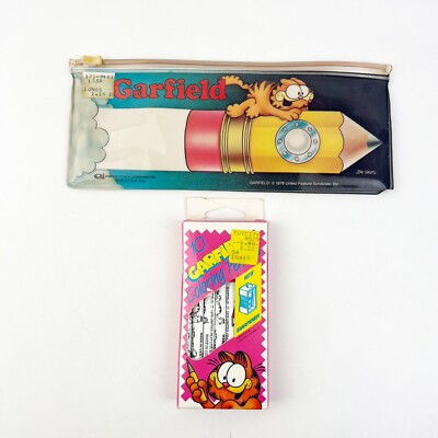NEW Vintage 80s Empire Garfield Cat Coloring Pencils Set Sharpener ...