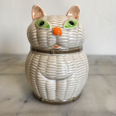 Vintage Ceramic Cat Piggy Bank Cornrow Texture Made in Japan Nice ...