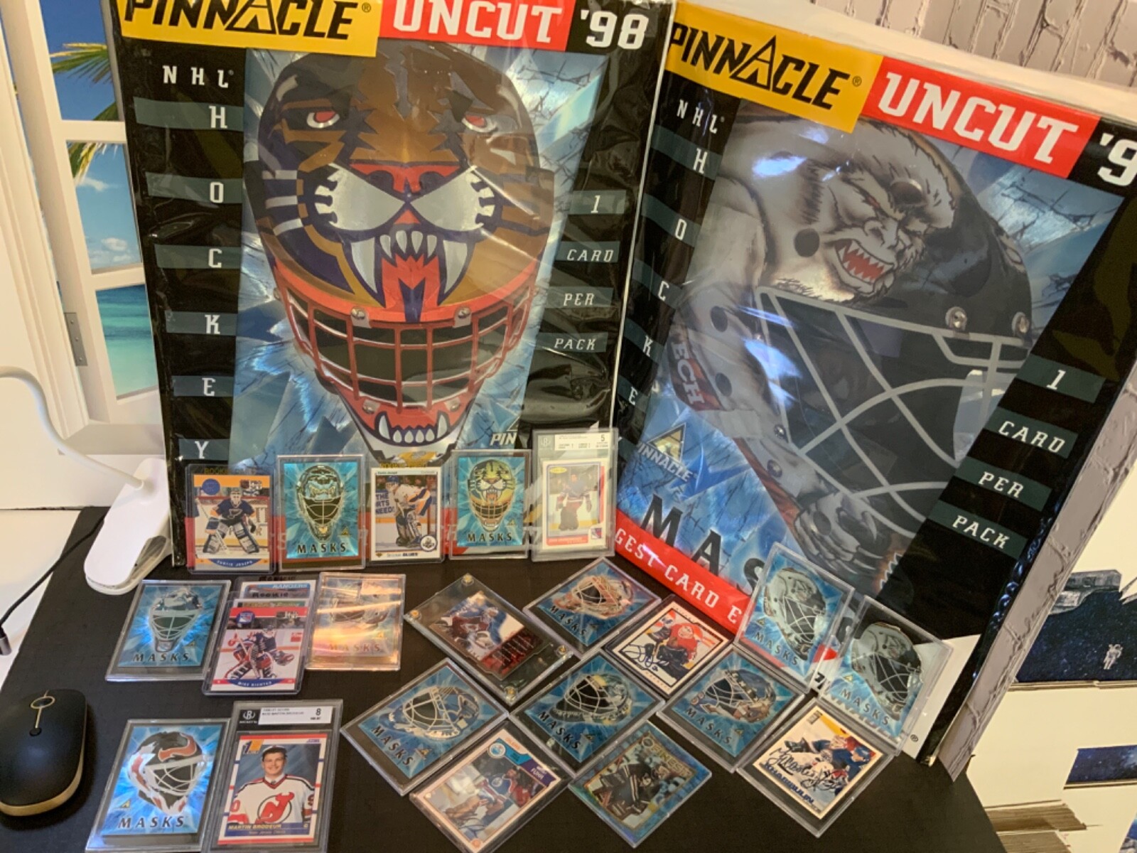 97-98 Hockey Pinnacle Masks Complete set + 2 JUMBO Masks, RC’s ...