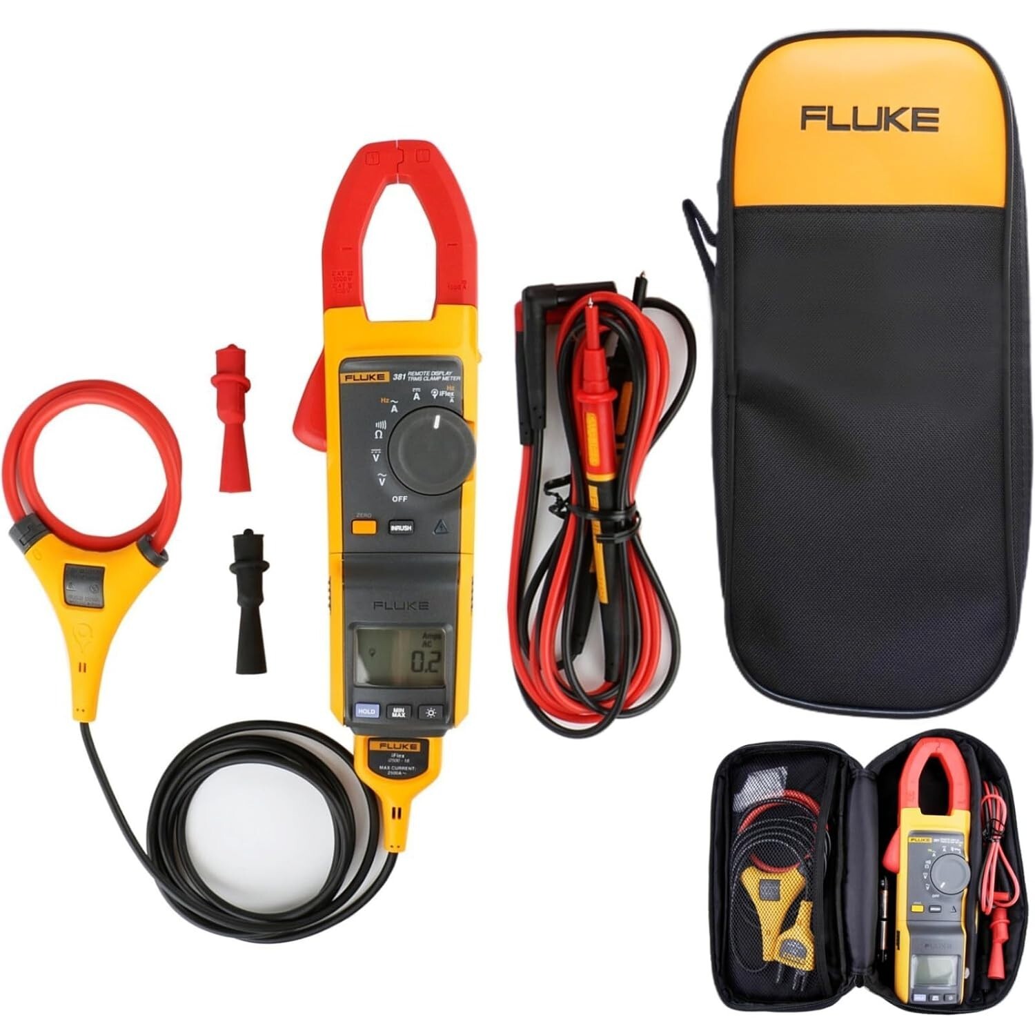 Fluke 381 Remote Display T-RMS High Voltage Clamp Ammeter 1000A AC/DC ...