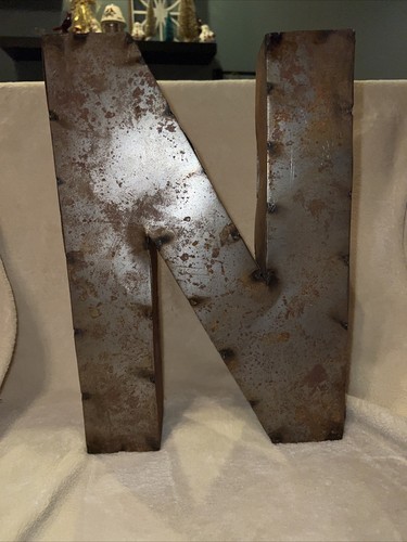 Large 14x10 Rusty Metal Letter “N”Farmhouse Decor Industrial Alphabet ...