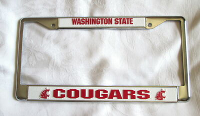 WASHINGTON STATE COUGARS EMBOSSED CHROME LICENSE PLATE FRAME #04 - NEW ...