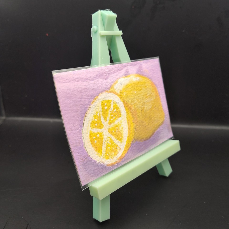 Original ACEO Acrylic Abstract Art Sliced Lemon Miniature Card Ooak | eBay