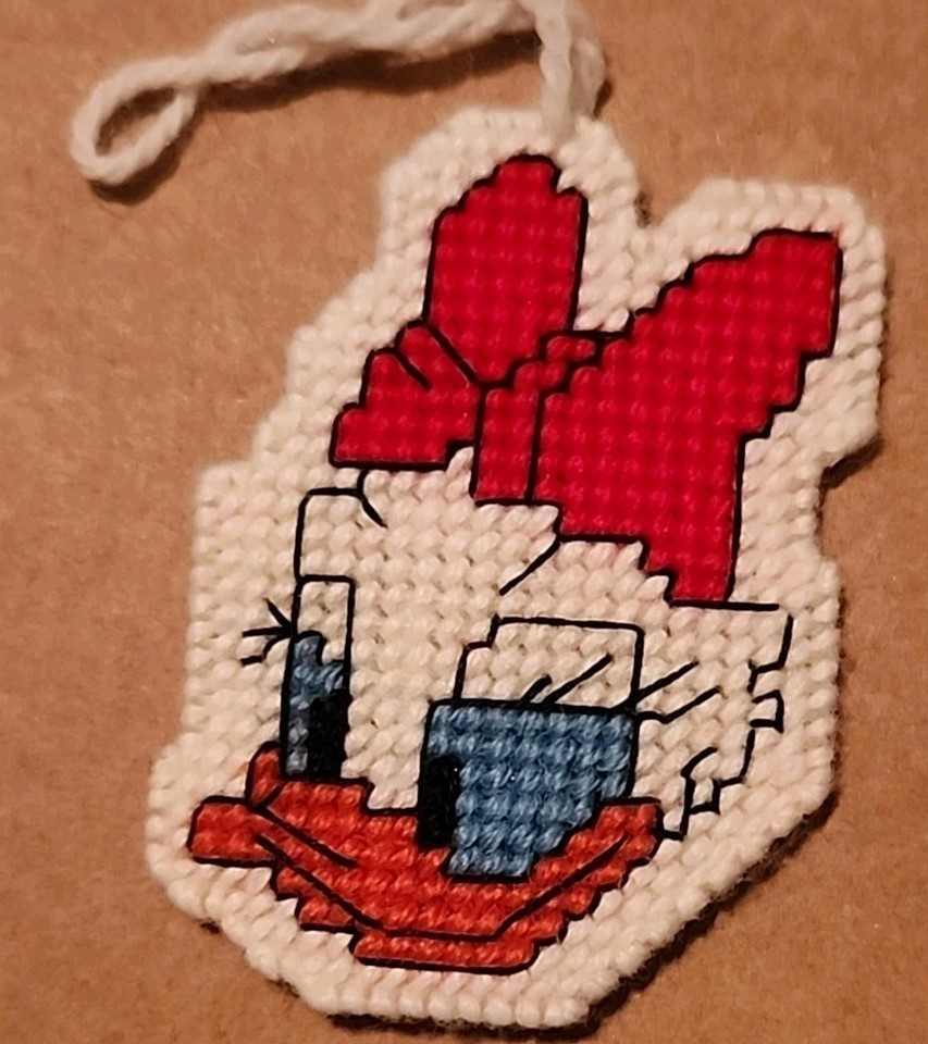 Christmas Tree Ornament Cross Stitch Minnie Mouse Donald Disney Lot Vtg ...
