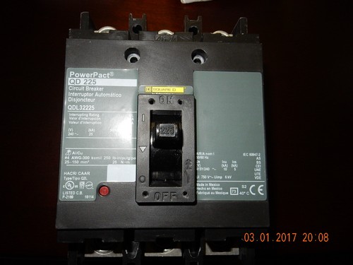 Square-D Powerpact QD 225 breaker, 225Amp, 3 pole, QDL32225 | eBay