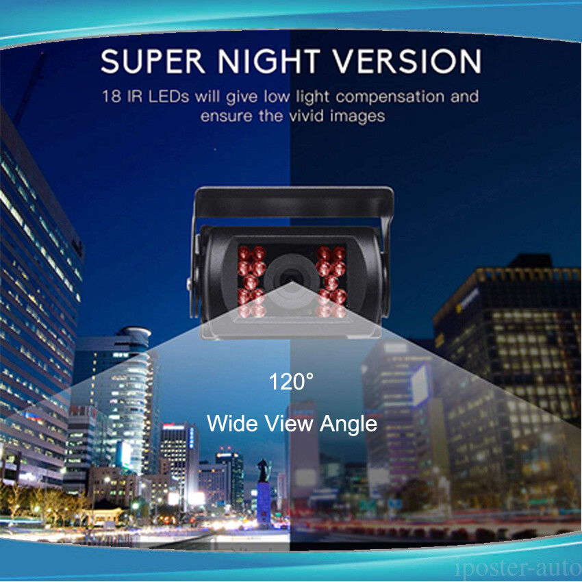 7" Rear View Mirror Monitor Caravan 4 PIN Square Rear View Camera IR ...