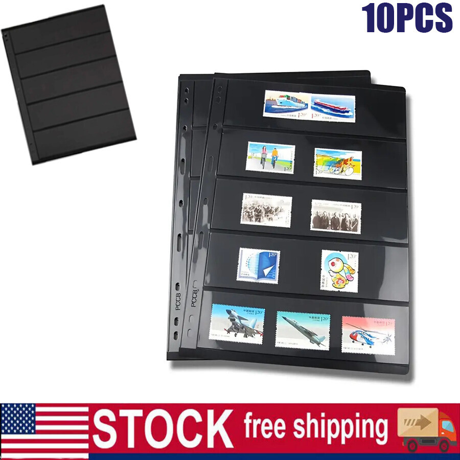 Stamp Pages for Stamp Album Binder, 10 Sheet 5 Rows Pages for Stamp ...