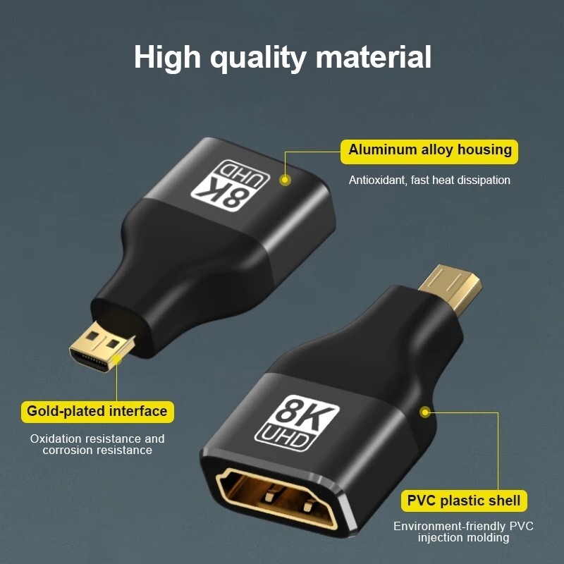Micro HDMI to HDMI Adapter 8K 60Hz 4K 120Hz Male to Female Converter | eBay