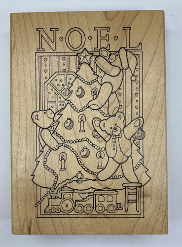 Stender Design Noel Christmas Tree Teddy Bears Train Rubber Stamp | eBay
