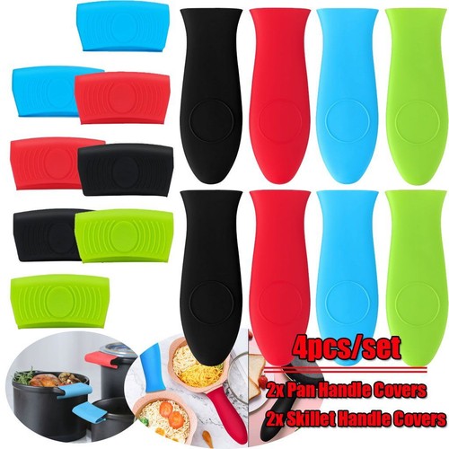 4Pcs Silicone Pot Holder Cast Iron Hot Skillet Handle Cover Potholder ...