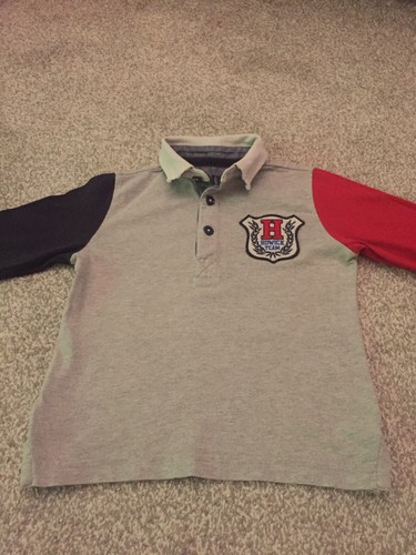 Boys Howick Polo Shirt Grey With A Red And A Blue Sleeve Age 2-3 Years ...
