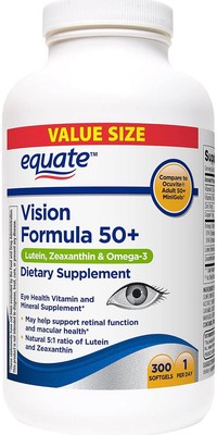 Equate Vision Formula 50+ Lutein, Zeaxanthin and Omega-3, 300 Softgels ...