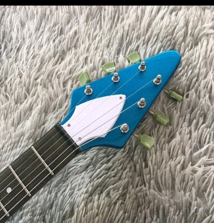 Left-handed Flying V Electric Guitar Blue Tremolo Bridge HH Pickups Dot ...