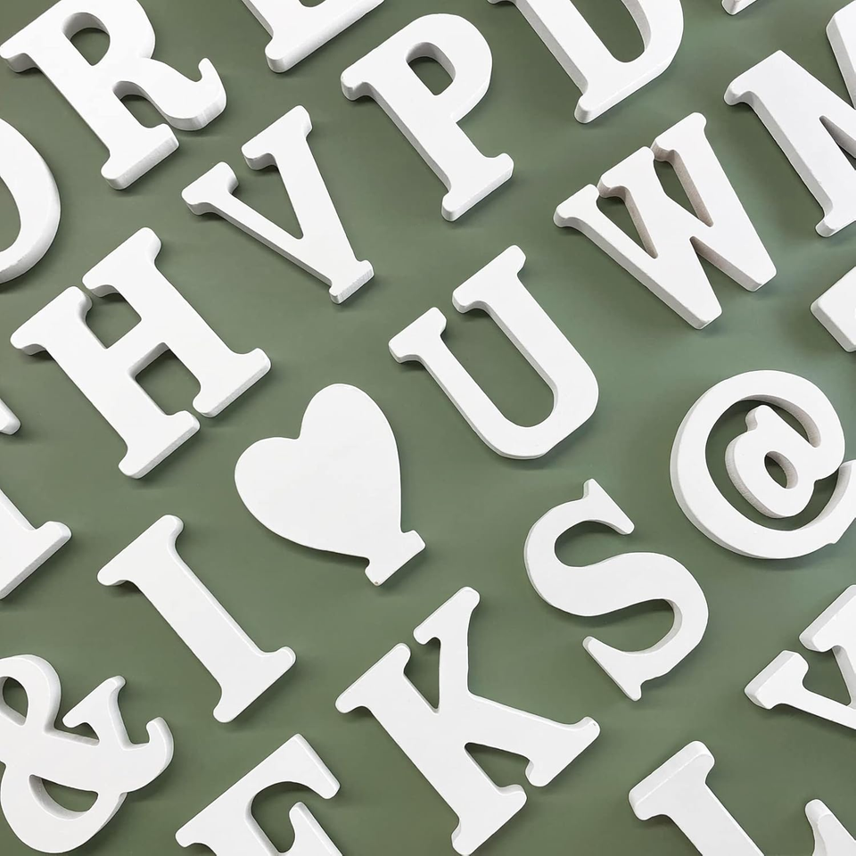 White Unfinished Wooden Letters for Crafts, 4 Inch Alphabet Letters ...