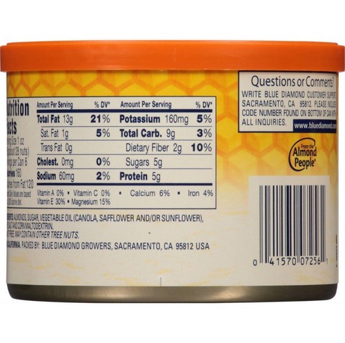 🟠 New Blue Diamond Almonds Honey Roasted All Natural Crunchy Snack Nuts ...