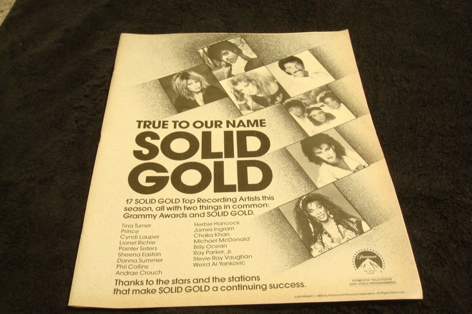 PRINCE, SHEENA EASTON, DONNA SUMMER, CYNDI LAUPER TINA TURNER 1985 ...