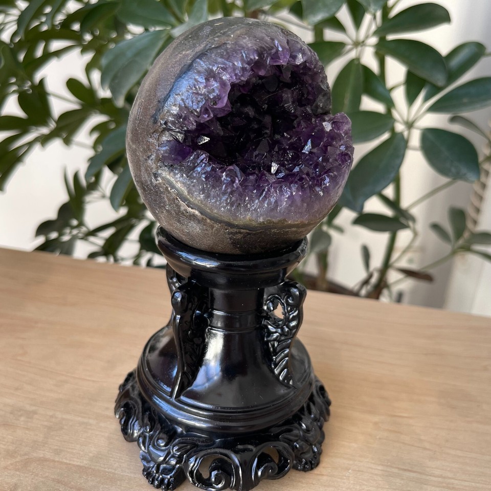 2.79LB TOP Natural Amethyst geode quartz carved crystal Start smiling ...