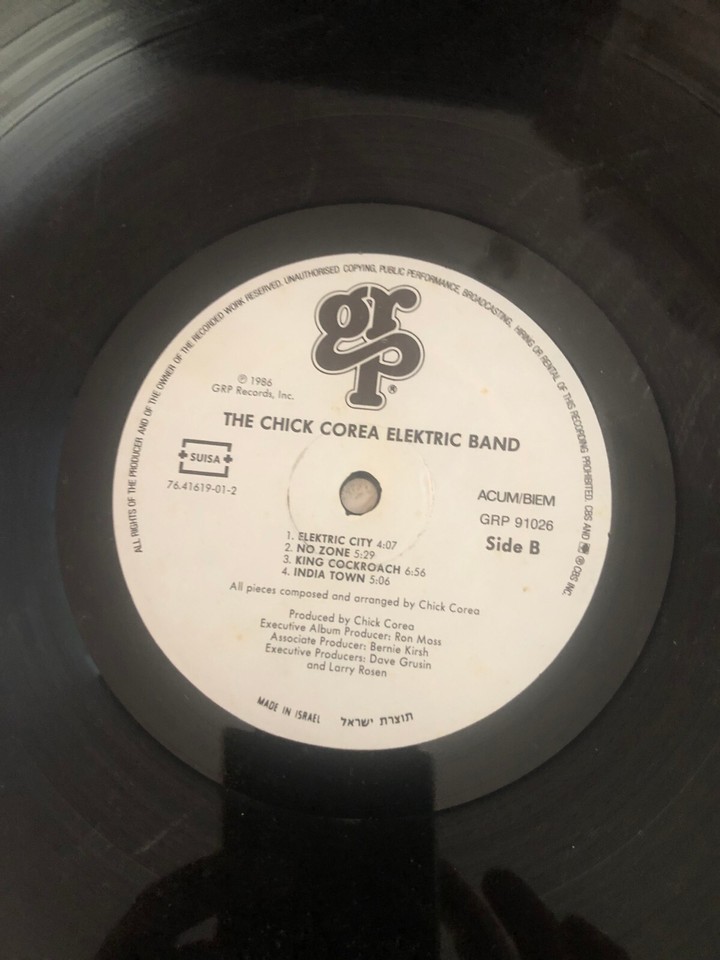 THE CHICK COREA ELEKTRIC BAND VINYL RECORD GRP-AP-91026 LP NO SLEEVE ...