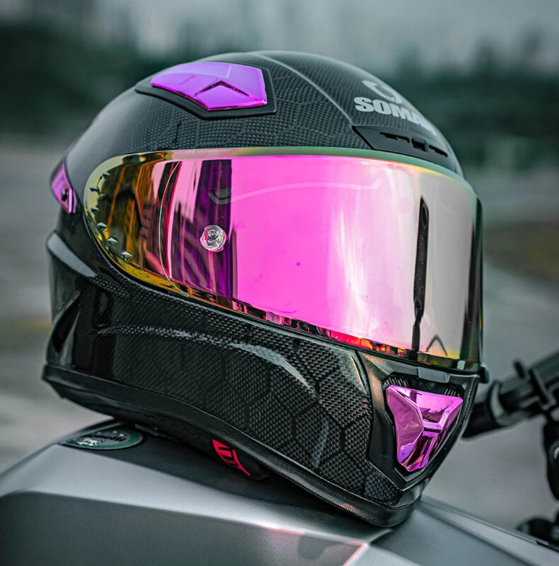 Carbon Fiber Motorcycle Helmet Full Face Lightweight Helmets Double ...