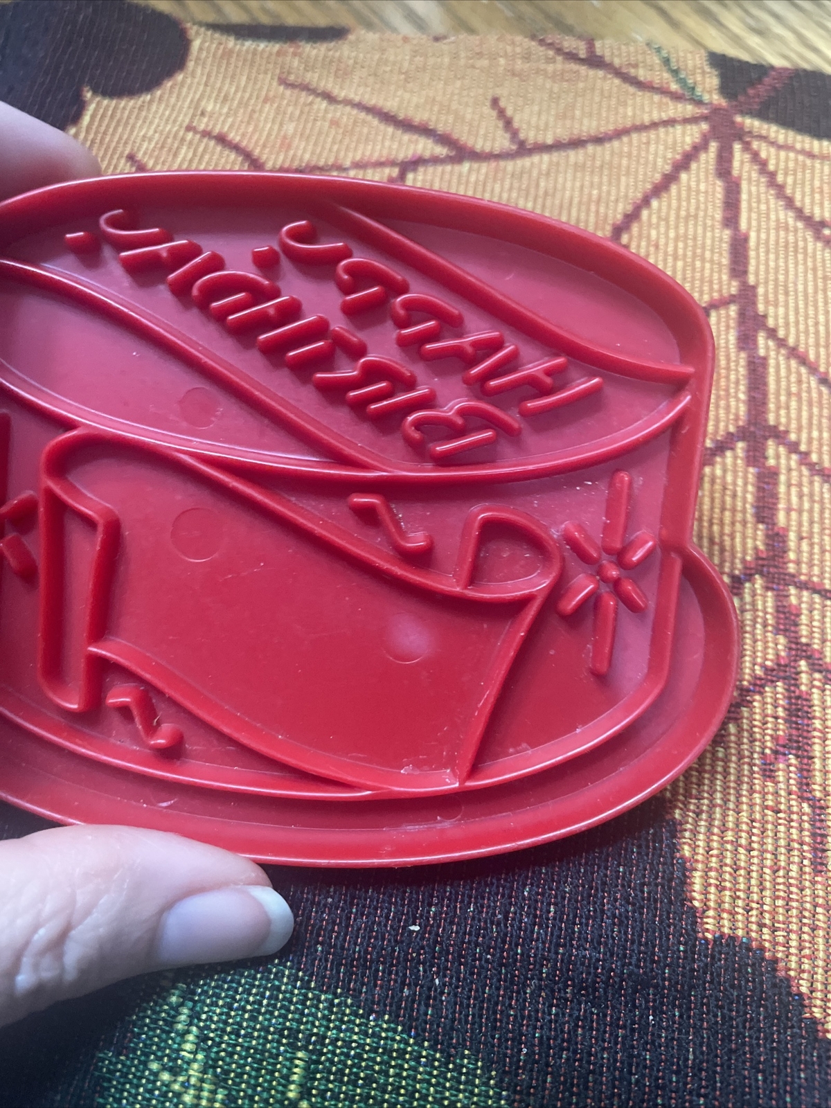 Vtg Tupperware Happy Birthday Cake Red Plastic Cookie Cutter Atomic ...