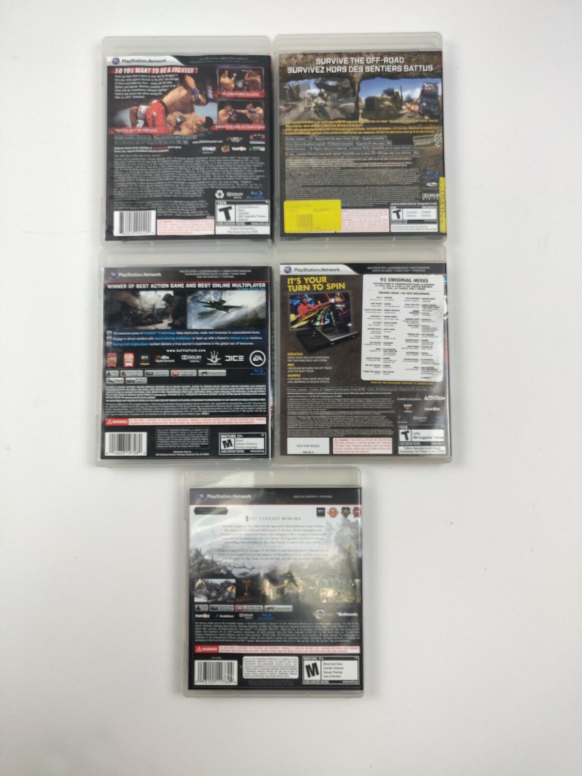 PS3 Games Bundle / Lot of 5 - BF3 - DJ Hero - Motorstorm - UFC 2009 ...