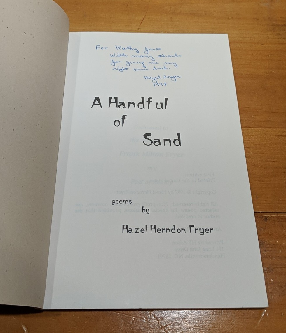 Hazel Herndon Fryer ~ A Handful of Sand (1997, Paperback) *INSCRIBED ...