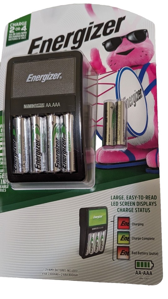 Energizer Rechargeable Battery Charger Kit w/ 4x AA & 2x AAA NiMH ...