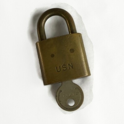 vintage US Navy brass padlock W 1 original key, Hurd, Detroit, USA, USN ...
