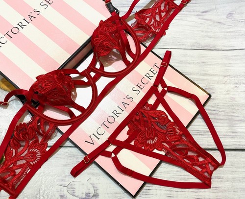 Victorias Secret VERY SEXY Strappy Embroidered Open Cup Balconette Bra ...