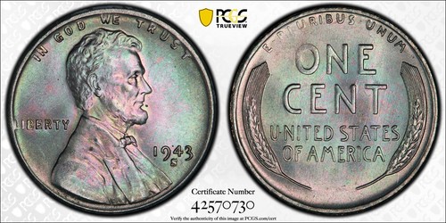 1943-S Lincoln Steel Penny Cent - PCGS MS67 CAC AMAZING COLOR!!! JS | eBay