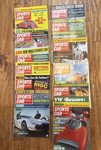 1968 Complete Year Sports Car Graphic Magazines Lot of 12 Ferrari VW | eBay