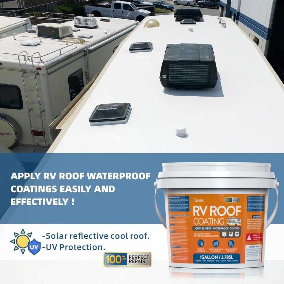 Liquid Rubber Rv Roof Coating White, Camper Rv Roof Sealant, Easy to ...