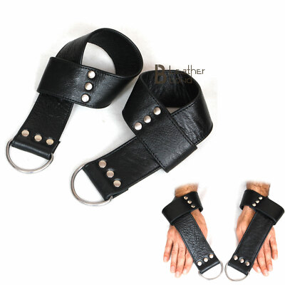 Real Strong Leather Suspension Wrist Cuffs for Restraint 2 Pieces Set ...
