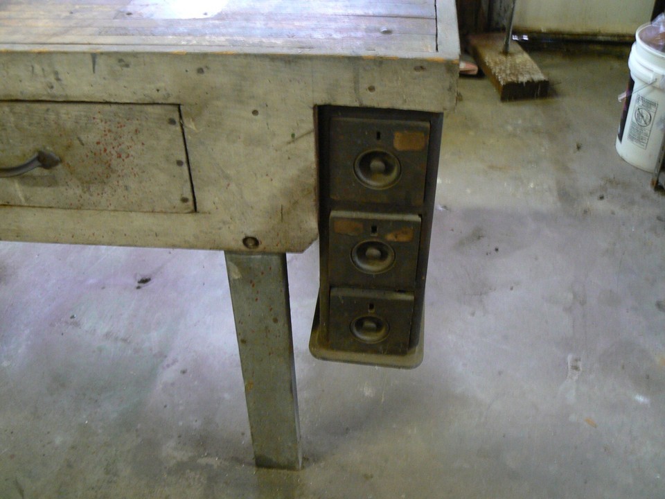 Antique leather working/ tanners Bench with vice Primitive unfinished ...