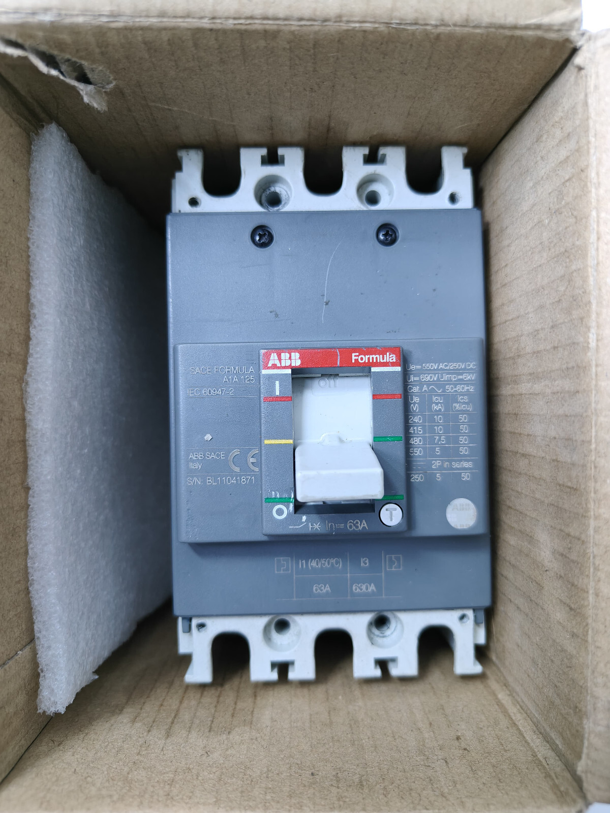 ABB MCCB 3P 63A, SACE FORMULA A1A 125 , V#54A | eBay