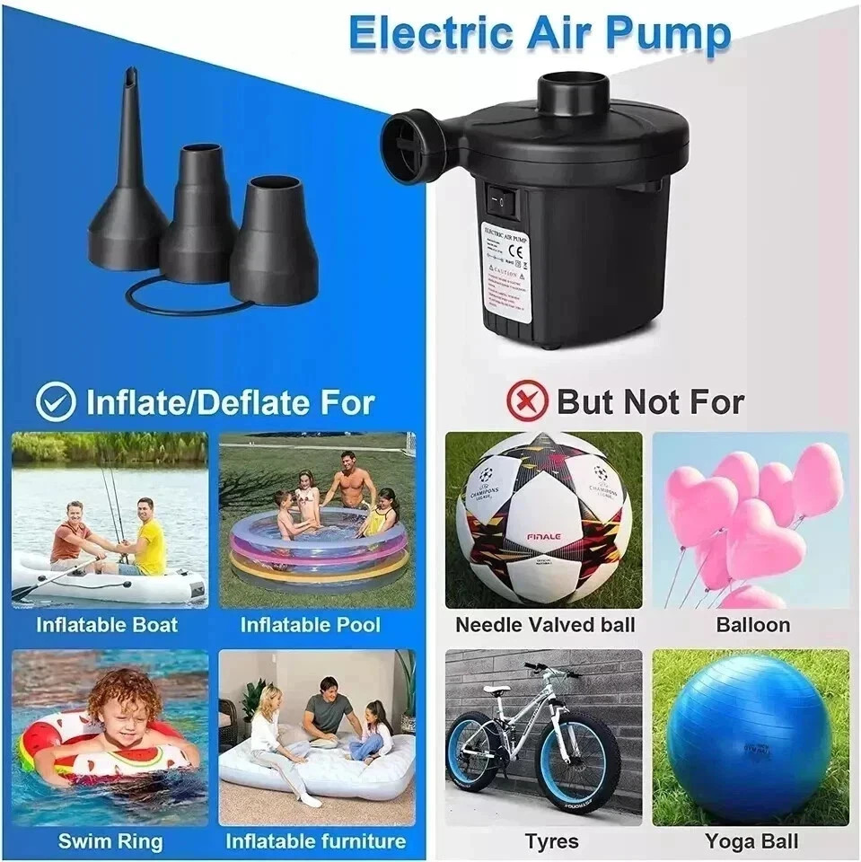 Electric Air Pump Inflator Deflate Inflatables Bed Pool Air Mattress ...