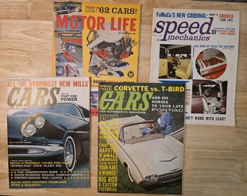 Vintage Lot of 4 Car Magazines 1961, Motor Life, Speed Mechanics, Cars ...