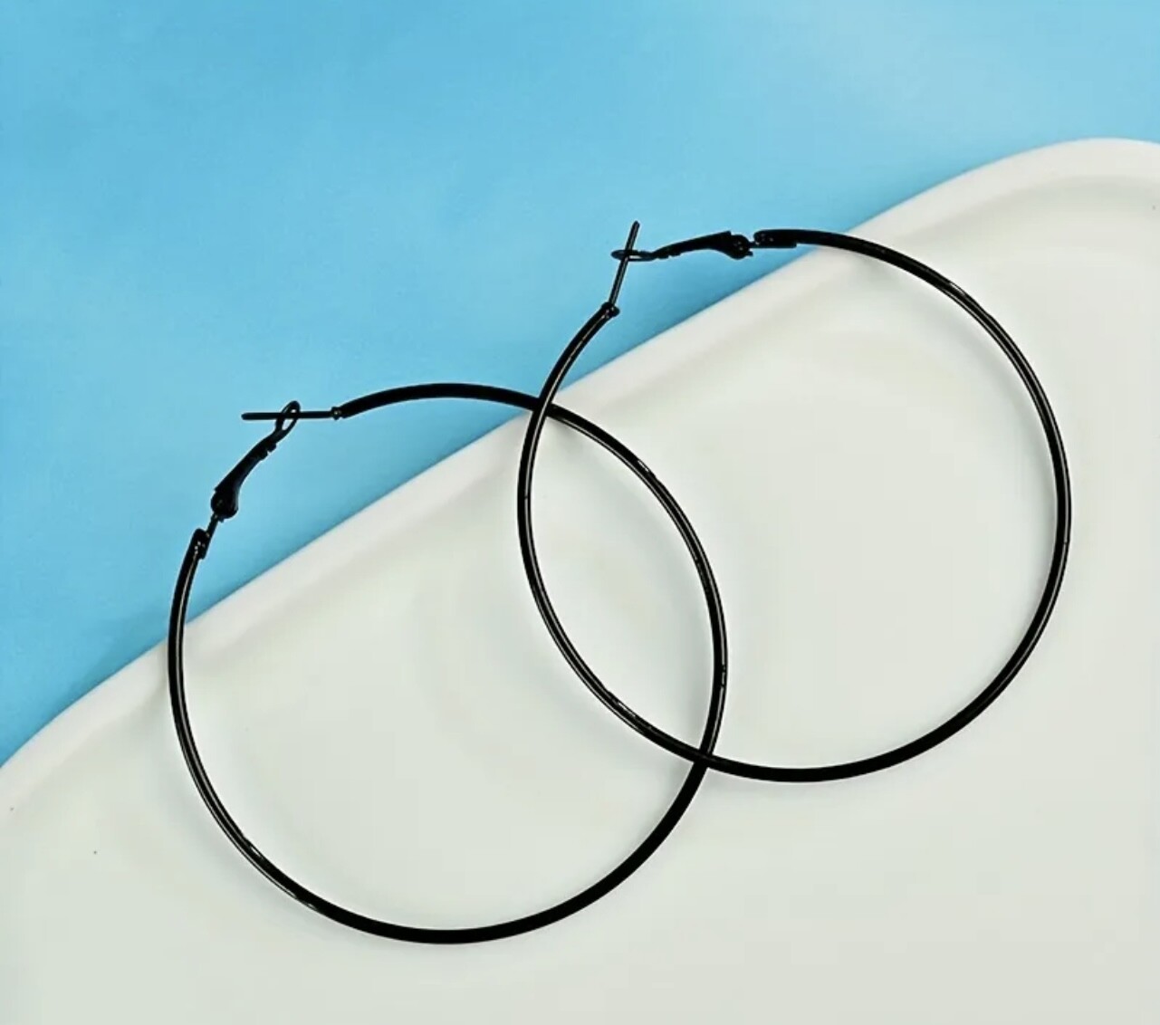 Plain Hoop Earrings 6cm In Multicoloured | eBay UK