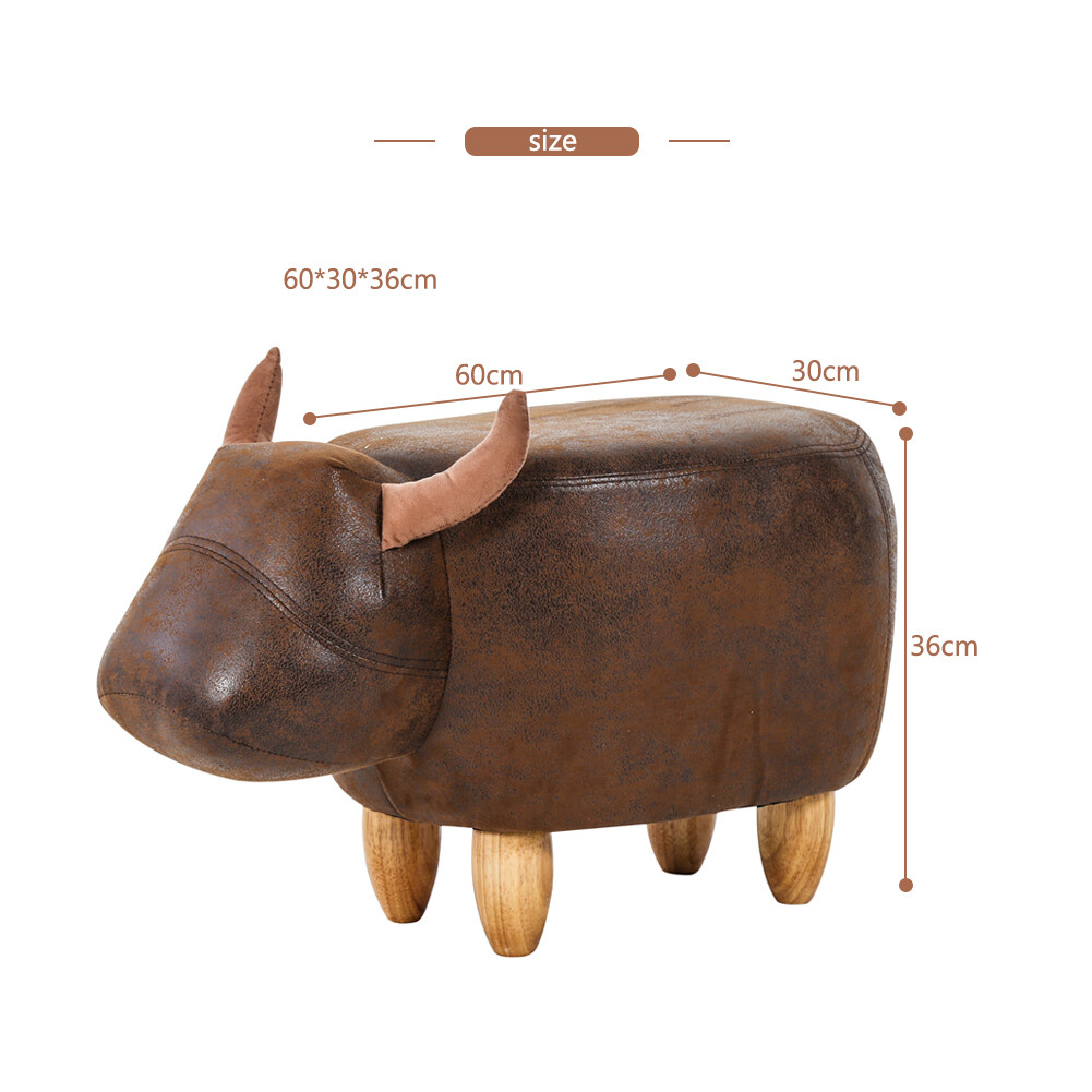 Brown Faux Leather Animal Ottomans Cartoon Footstool Padded Cushion ...